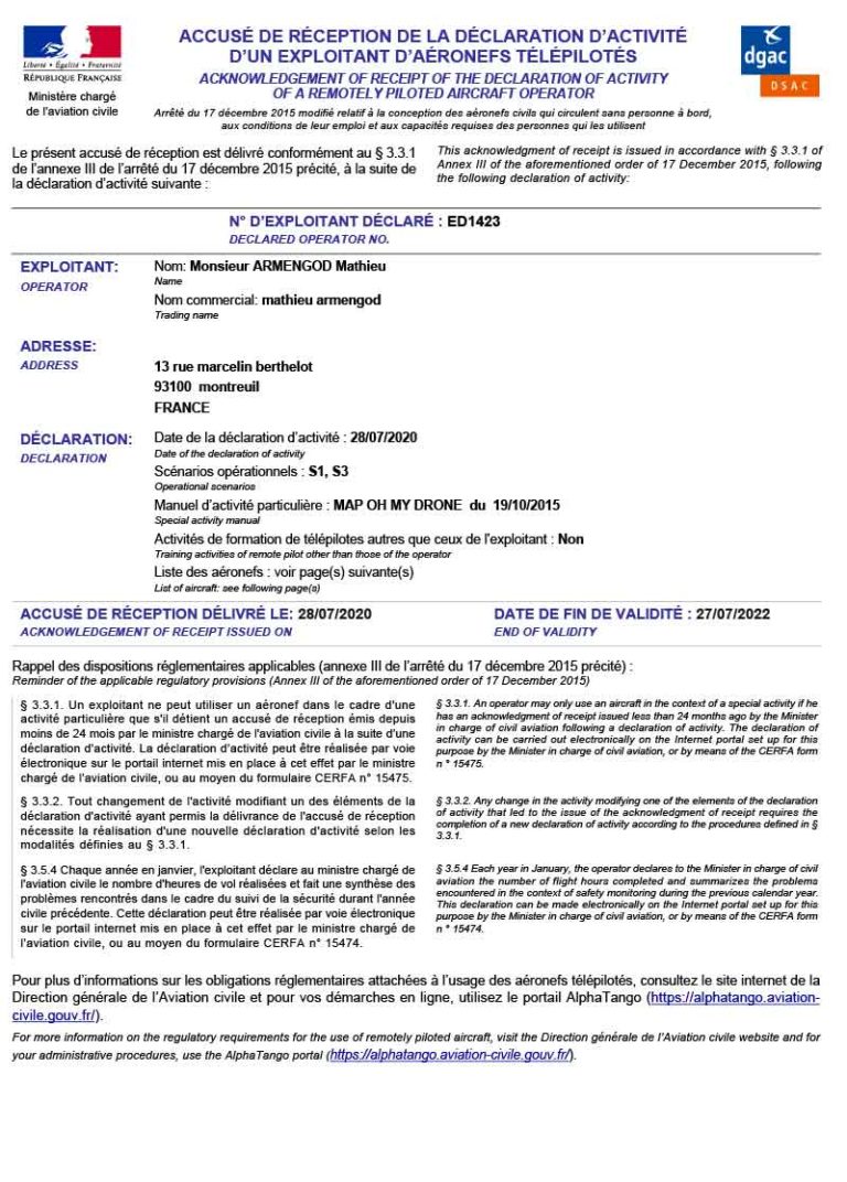 Certification Pilote Agréé DGAC